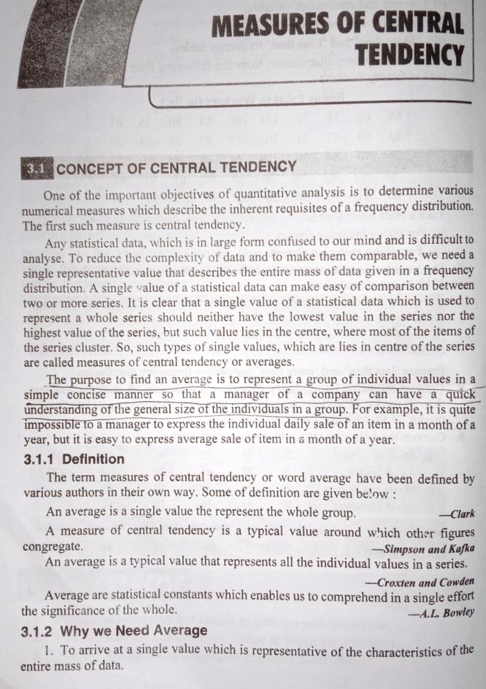 Unit -2: Measure of Central tendency – B.C.A study